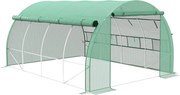 Outsunny Poly Túnel Skleník 4 x 3 x 2 m Skleník pro chůzi s Roll-up Kryty Filmový Túnel UV Ochrana Zelené Ocelové Trubky | Aosom