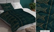 Saténový povlak na polštář 50x60 zelený bílý geometrický na zip 4796 B KARO Satin
