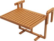 Balkonový stolek Outsunny skládací k zavěšení, výškově nastavitelný závěsný stolek, nosnost až 20 kg, borovice 68 x 65 cm, teak | Aosom.de