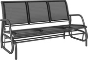Outsunny 3místné houpací křeslo Robustní zahradní lavice jako zahradní houpačka, kovová, odolná proti povětrnostním vlivům, černá, 151x75x85cm| Aosom