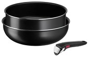 Tefal - Sada pánví 3 ks INGENIO EASY COOK & CLEAN BLACK