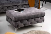 Designový taburet na sezení Barock Style šedá samet 90cm