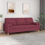 3místná pohovka s polštáři vínová 180 cm textil 3200796