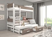 ADRK Furniture Patrová třílůžková postel s matracemi QUEEN 200x90 CH-QUE-W_T-M-200