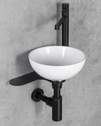 Sapho Tetris - Set umyvadla a konzole, průměr 26 cm, bez přepadu, ClickClack, bílá/matná černá TZ427-01