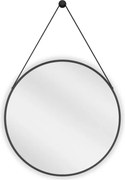 Mexen String, kulaté koupelnové zrcadlo na pásku 60 cm, barva rámu černá matná, 9854-060-060-000-70
