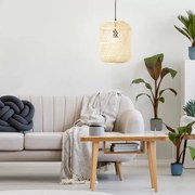 Brilliant 99889/09  Závěsné svítidlo MESA černé + přírodní ratan