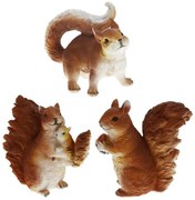 Zahradní figurka z polistone Squirrels, sada 3ks, 12 cm, hnědá
