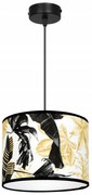 Závěsné svítidlo Gold Flowers, 1x bílé textilní stínítko s květinovým vzorem, (výběr ze 2 barev konstrukce)