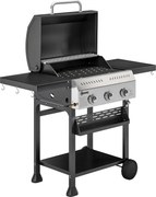 Plynový gril 9 KW 3 hořáky BBQ grilovací vozík z nerezové oceli včetně skládacího bočního stolku držák na koření spodní police 6 háčků