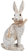 Dekorace béžový sedící králík s mašlí Rabbit Bow - 14*10*26 cm