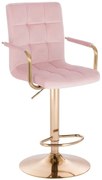 LuxuryForm DESIGN Barová židle VERONA GOLD VELUR na zlaté kulaté podstavě - růžová