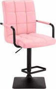 LuxuryForm DESIGN Barová židle VERONA BLACK na černé hranaté podstavě - růžová