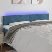 Čelo postele s LED tmavě modré 180x5x78/88 cm samet 3121396