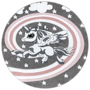 Dywany Łuszczów, Dětský kusový koberec Petit Pony grey kruh, 120x120 (průměr) kruh, růžová, dětský pokoj