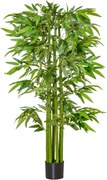 HOMCOM Umělá Bambu 160 cm Velká Umělá Rostlina, Umělý Bambus, Plastové Umělé Rostliny v Květináči, Napodobenina Rostliny pro Obývací Pokoj, Ložnici, K