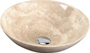 Sapho Blok - Kamenné umyvadlo s průměrem 40 cm, leštěný béžový travertin 2401-01