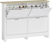 HOMCOM úzký botník s 4 výklopnými přihrádkami – úspora místa, až 16 párů, 105×26×80 cm | Aosom