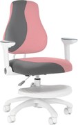 Dětská rostoucí židle Neoseat KINDER WHITE PLUS — látka, šedá / světle růžová