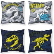 Detexpol Svítící povlak na polštář 40x40 dinosauři t-rex moro military PF 06 fluorescenční