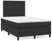 Box spring postel s matrací a LED černá 120 x 190 cm umělá kůže