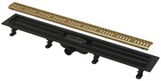 Alca Odtokové žlaby - Sprchový žlab Simple 55 cm, s okrajem pro perforovaný rošt, včetně roštu, mosaz APZ10BLACK-550BRASS