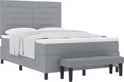 Postel s boxspringem s čelo Světle šedá 140 x 190 cm textil 3343988