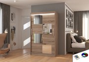 ADRK Furniture Posuvná skříň se zrcadlem a LED osvětlením LUGANO 120