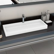 Umyvadlo 120 x 46 x 11 cm minerální/mramorový kompozit bílé 144067