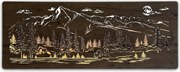 Li-Go "Chata v horách" světelný obraz s baterií 130x50cm varianta ovládání: manuál/pohybové čidlo, provedení povrchu: dub