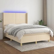 Box Spring Postel S Matrací A Led Textil Krémová Hladký design 140 x 190