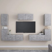 7dílný set TV skříněk betonově šedý dřevotříska 3079092
