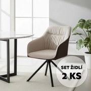 Set - 2 ks Jídelní židle AVENBERG LARO – otočná, béžovo-hnědá