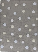 Pre zvieratá: Prateľný koberec Tricolor Polka Dots Grey-Blue, 120x160, šedá, detská izba, Lorena Canals