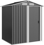 Zahradní kůlna Outsunny z pozinkované oceli, skladovací kůlna na nářadí se šikmou střechou a 4 ventilačními otvory, 152x132x188cm, tmavě šedá a bílá |
