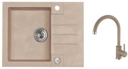 Alveus - Set dřezu Rock 30 a baterie Kati, s ovládáním odpadu, beige SETA25871