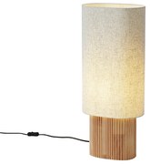Dřevěná stolní lampa Japandi s lněným stínidlem 70 cm - Lamel