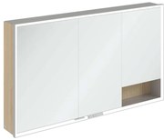 Villeroy & Boch My View+ - Zrcadlová skříňka s LED osvětlením 130x75x17 cm, 3 dvířka, Nordic Oak/šedá A48113VJ