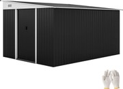Outsunny 8,9m² Ocelová Zahradní Kůlna se 2 Ventilačními Otvory, Kůlna na Nástroje se Šikmou Střechou, Dvojité Posuvné Zámkové Dveře a Rukavice, 280x34