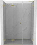 Mexen Lunar-F, L skládací levé sprchové dveře 110 cm, 8mm čiré sklo, zlatý matný profil, 836SL-110-050-55-00-L