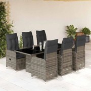 7dílný zahradní bistro set s poduškami šedý polyratan 3277040