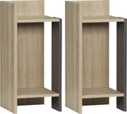 HOMCOM Šedý moderní noční stolek s otevřenou policí, sada 2 kusů z dřevotřísky pro ložnici a obývací pokoj, 27x25x60 cm | Aosom