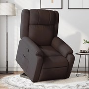 Zvedací polohovací křeslo tmavě hnědé textil 3205207