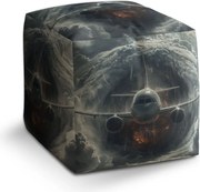 Sablio Taburet Cube Letadlo v bouři - 50x50x50 cm