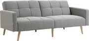HOMCOM rozkládací pohovka 2v1 205 x 88 x 80 cm, látka s efektem lnu, šedá | Aosom