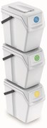 PROSPERPLAST Sada 3 odpadkových košů SORTIBOX II popelavě šedá, objem 3x25L