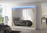 ADRK Furniture Posuvná skříň se zrcadlem a LED osvětlením CAMBE 250