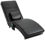 HOMCOM Relaxační lehátko kožené s masážní funkcí, 58 x 163 x 87 cm, do 120 kg, 8 masážních bodů, s dálkovým ovládáním, vysoký opěrný polštář, černá |…