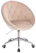LuxuryForm DESIGN Otočné křeslo VERA VELUR na stříbrné podstavě s kolečky - latte
