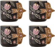 Tmavě hnědé kameninové šálky v sadě 4 ks na latte 325 ml Vivielle – Bloomingville